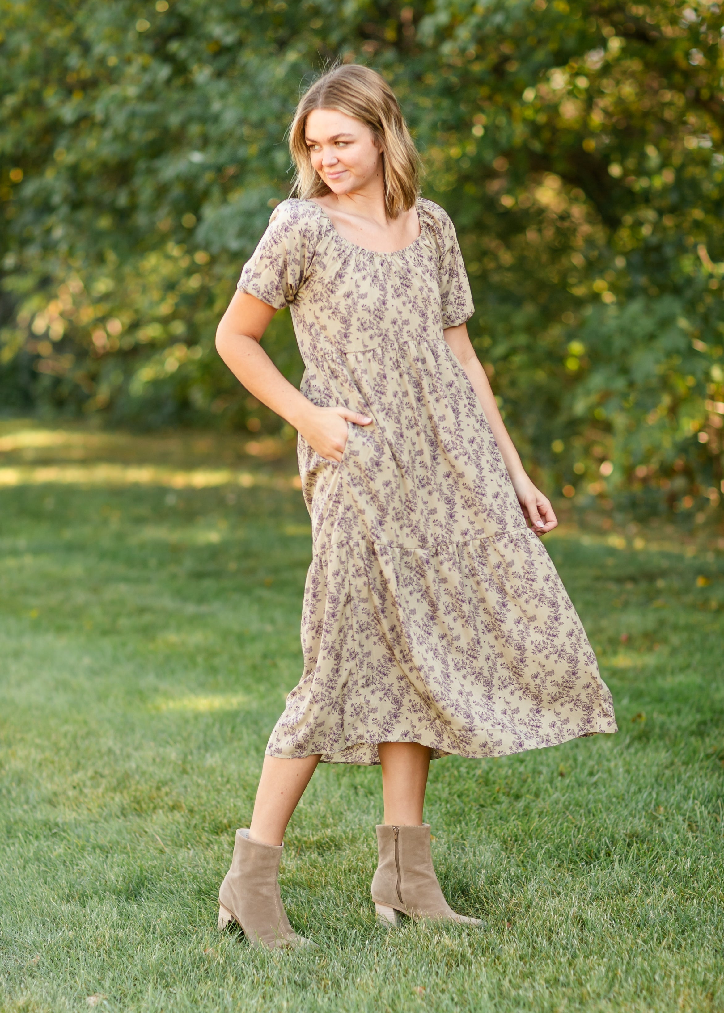 Purple Floral Midi Dress – Inherit Co.