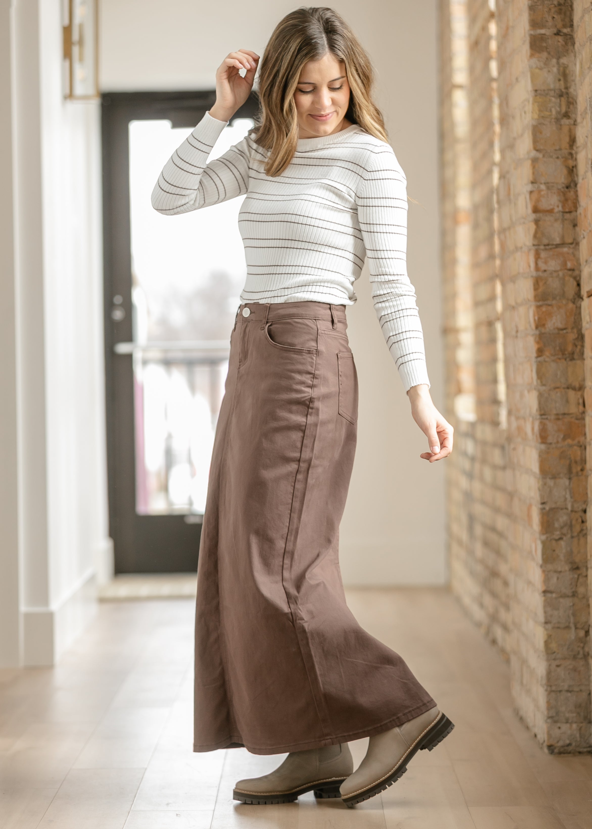 Stella Brownstone Denim Maxi Skirt - FINAL SALE – Inherit Co.